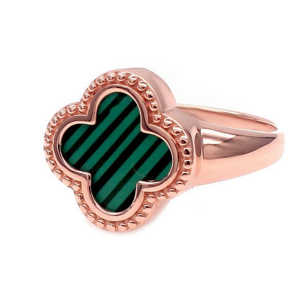 Кольцо, красное золото, 585 проба, малахит