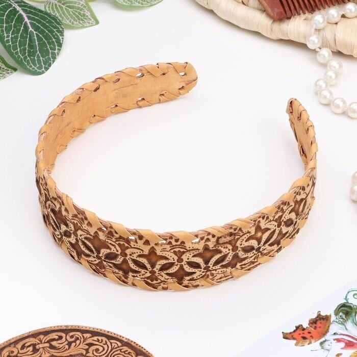 Ободок для волос Sima-land "Орнамент" береста, цвет коричневый