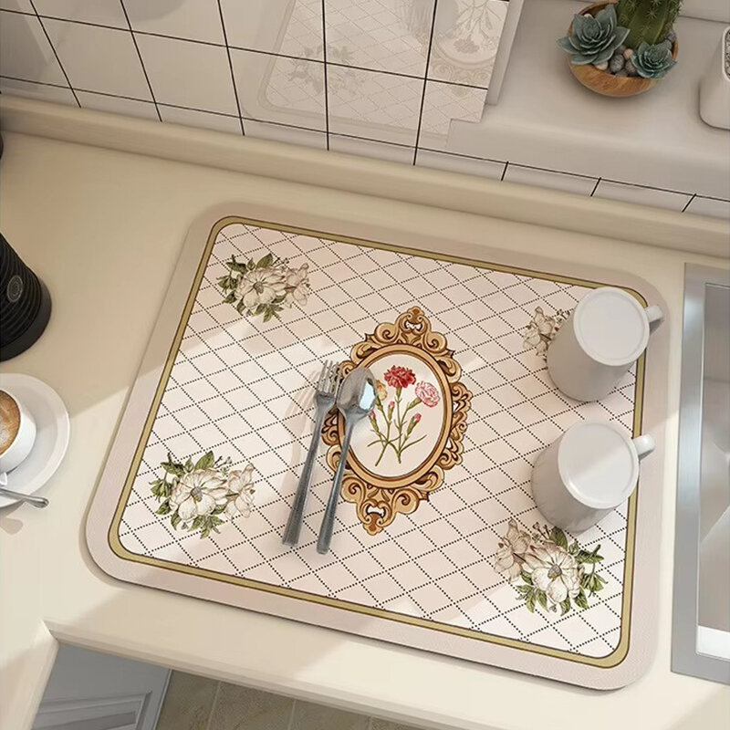Кухонный водонепроницаемый нескользящий диатомитовый коврик для столовых приборов