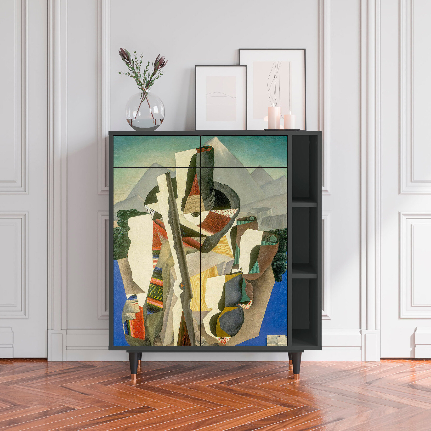 Комод - STORYZ - BS6 The Cubist Paintings by Diego Rivera, Размер - 94 x 110 x 41 см, Цвет корпуса - , Антрацит