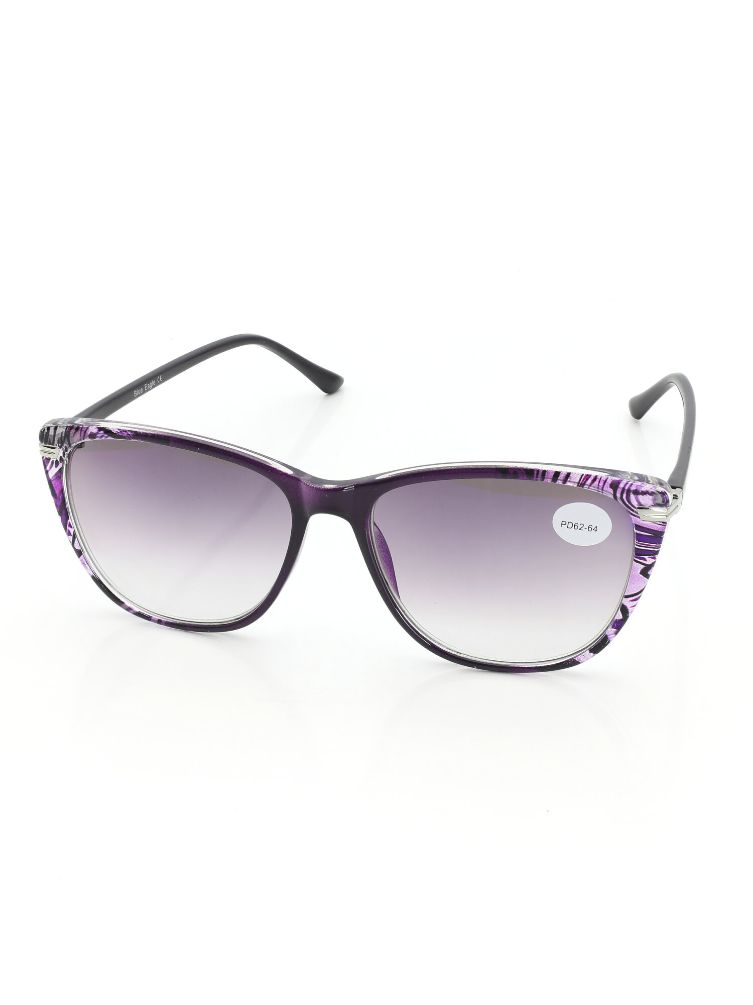 Очки корригирующие для зрения тонированные женские с диоптриями для чтения PD62-64 +3.50