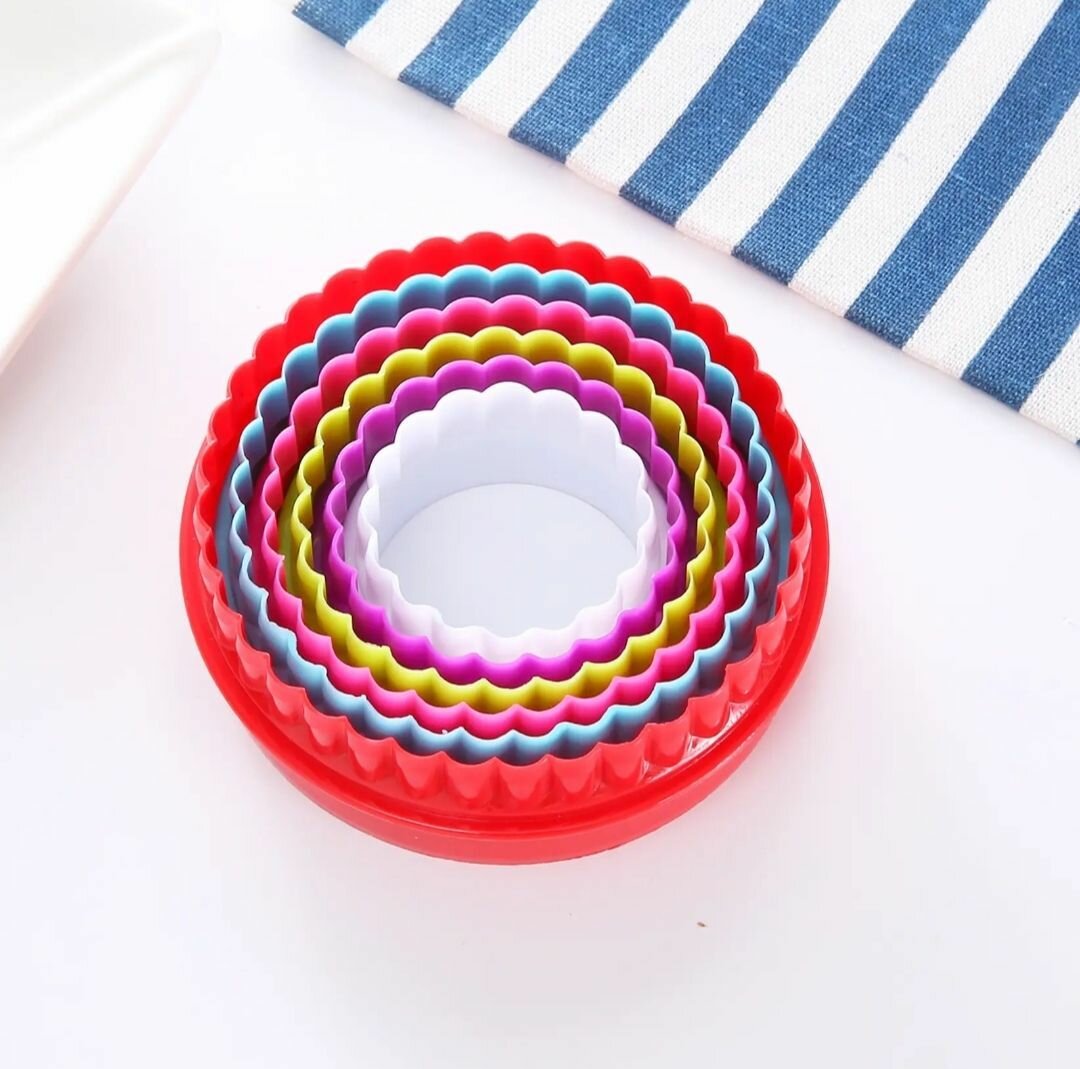 Форма вырубка круг-волна набор 5 штук.