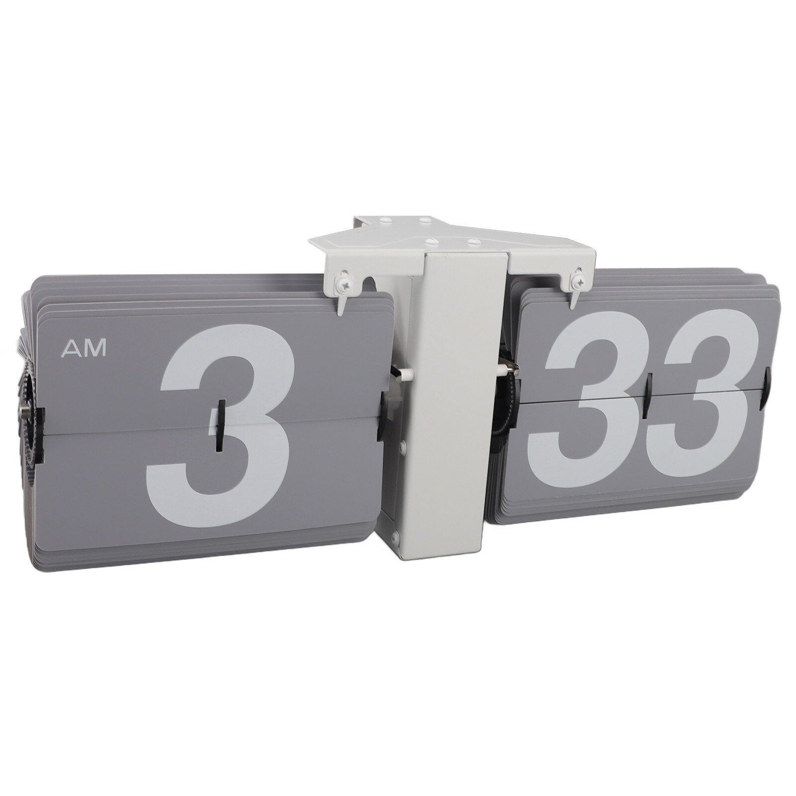 Автоматические раскладные часы Механические часы с батарейным питанием Ретро цифровые откидные часы для настольных компьютеров Настенные подвесные часы 12H Белая подставка и серая раскладушка