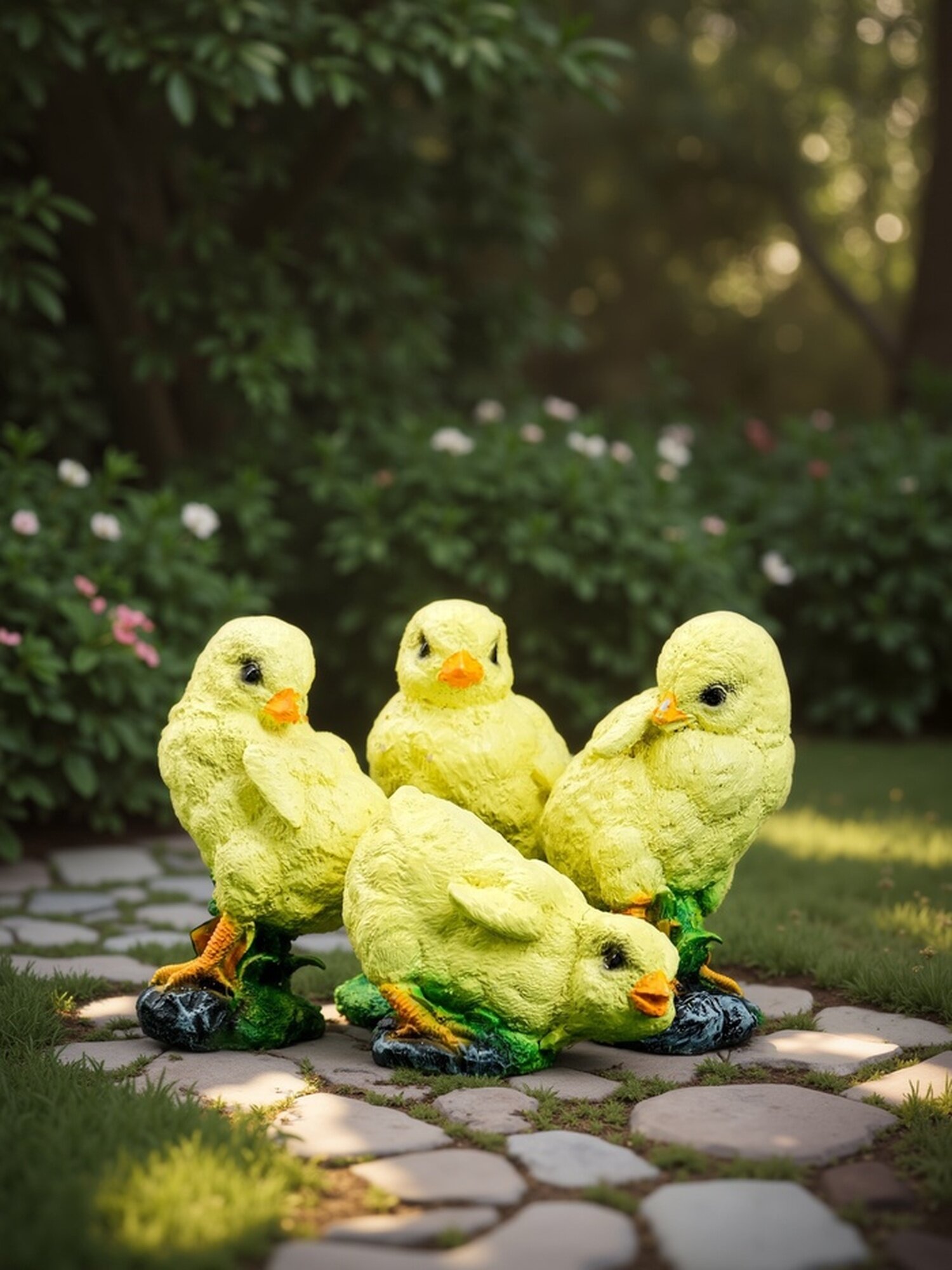 Садовая фигура из полистоуна «Цыплята», 9×9×14.5 см, набор 4 шт.