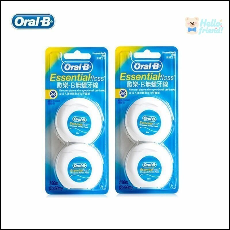 Эксклюзивная мятная зубная нить OralB Essential Floss 50м, 4 упаковки