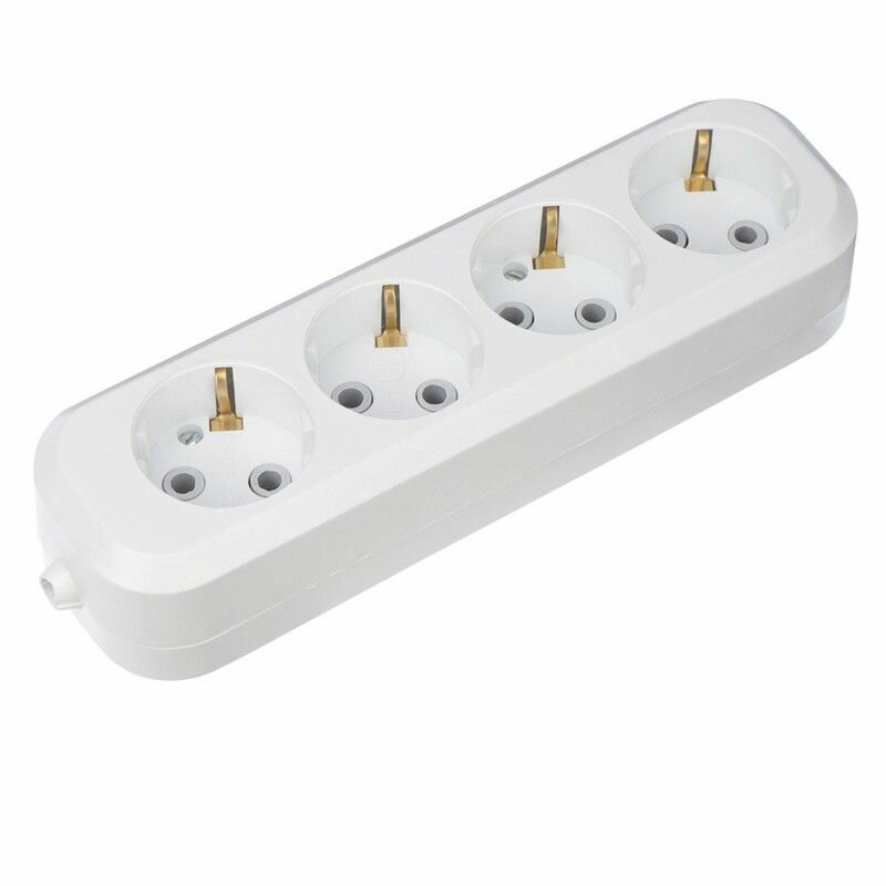 Колодка 4- местная с заземлением белая (PRF GRP 1010400100 )