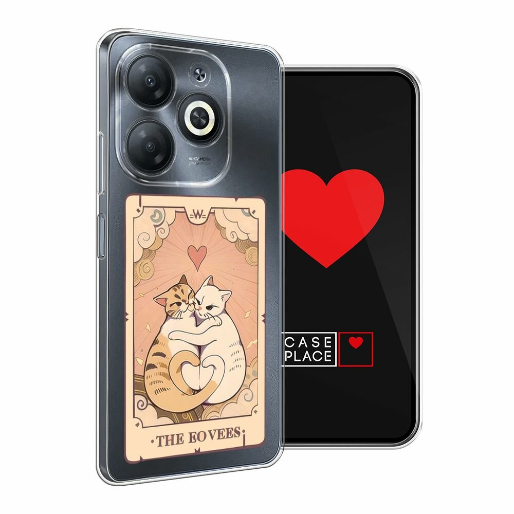 Чехол на Infinix Smart 8/8 HD/HOT 40i / Инфиникс Смарт 8 с принтом "The lovers cats 2 - 14 февраля", прозрачный — фото 1