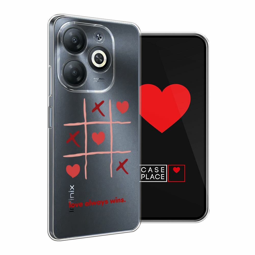 Чехол на Infinix Smart 8/8 HD/HOT 40i / Инфиникс Смарт 8 с принтом "love always wins - 14 февраля", прозрачный — фото 1