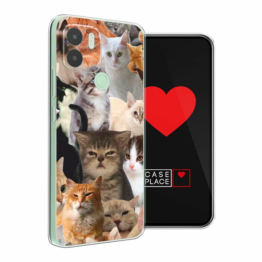 Чехол на Xiaomi Redmi A1+/Redmi A2+/Poco C51/C50 / Редми A1+ с принтом "Коты из мемов" — фото 1