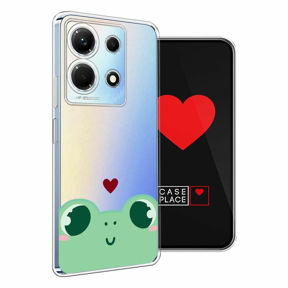 Чехол на Infinix Note 30 4G / Инфиникс Нот 30 4G с принтом "Влюблённая лягушка - 14 февраля", прозрачный — фото 1