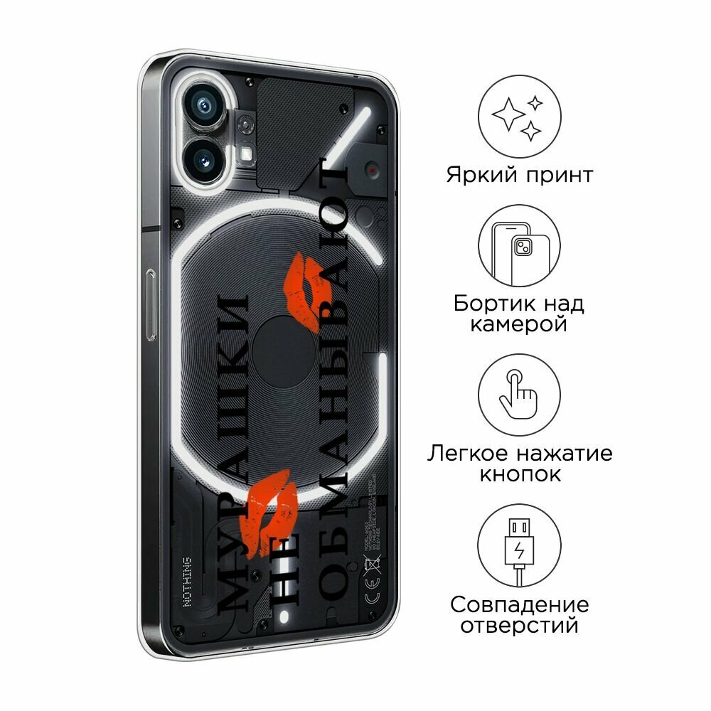 Чехол на Nothing Phone 1 / Нафинг Фон 1 с принтом "Мурашки не обманывают 1 - 14 февраля", прозрачный — фото 1