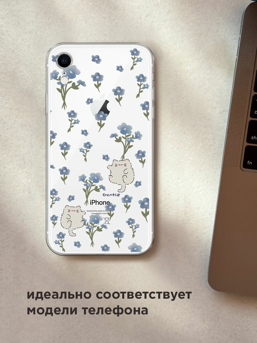 Чехол на Apple iPhone XR / Айфон XR с принтом "Gentle cats", прозрачный — фото 1