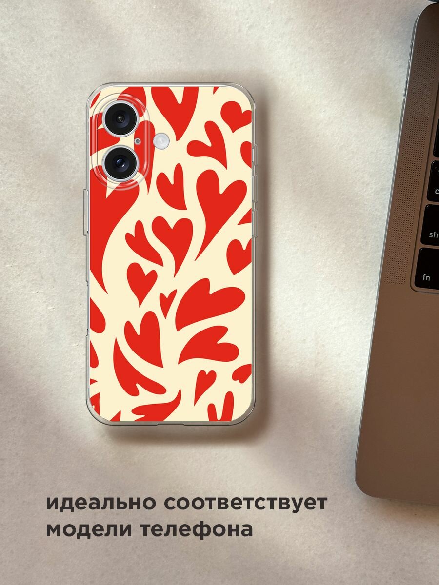 Чехол на Apple iPhone 16 / Айфон 16 с принтом "Crazy hearts 1 - 14 февраля" — фото 1