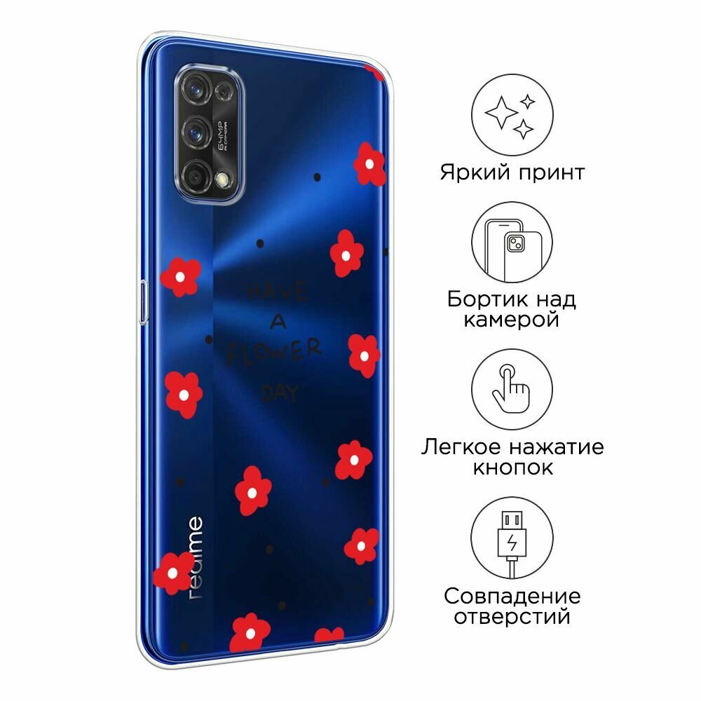 Чехол на Realme 7 Pro / Реалми 7 Про с принтом "Have a flower day 2", прозрачный — фото 1