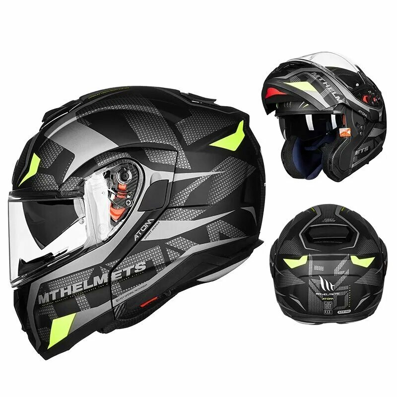 MT HELMETS Мотошлем, цвет: серый, желтый, размер: XXL