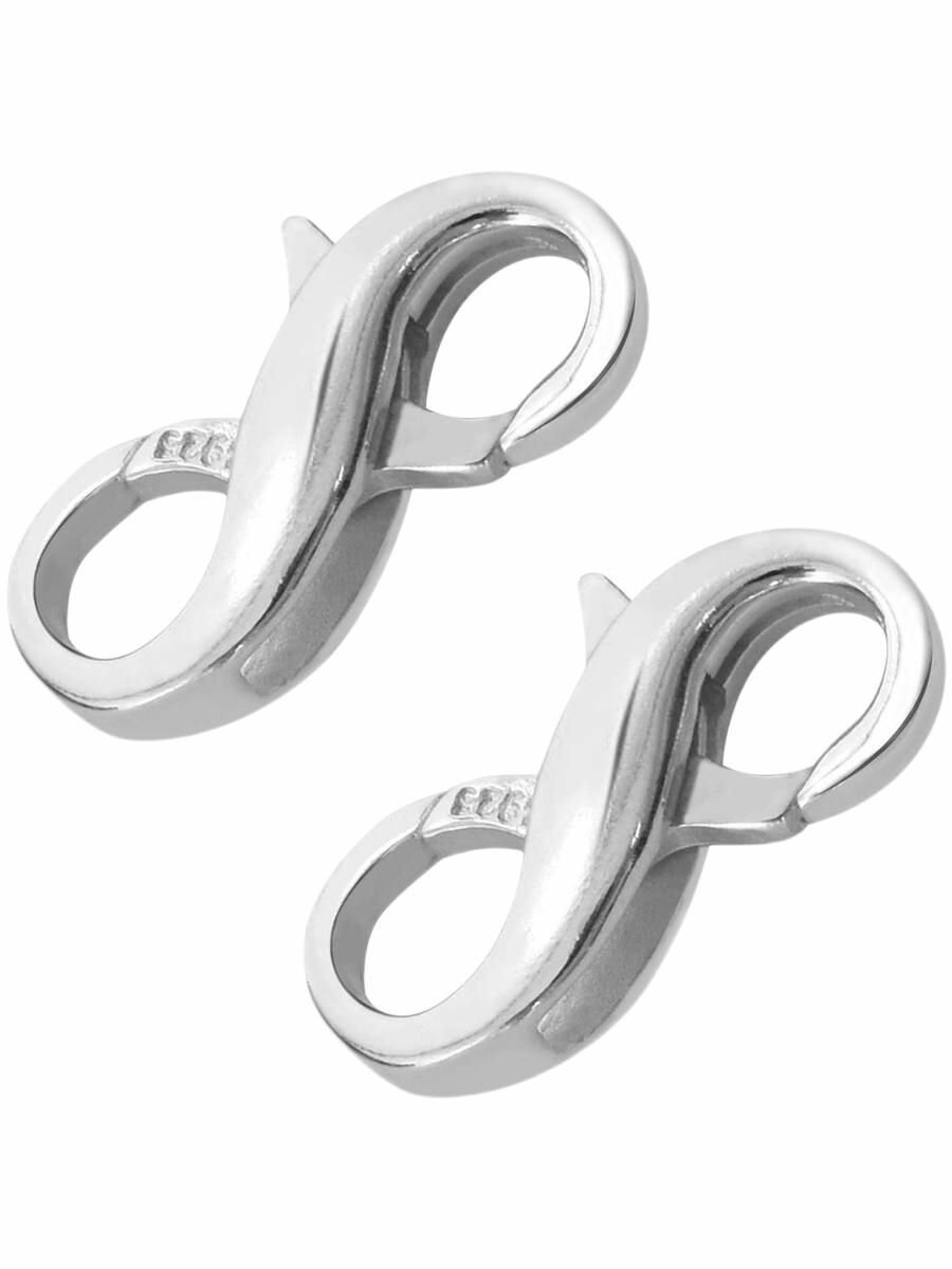 Застежка-карабин для браслета из 925 стерлингового серебра, 2 штуки