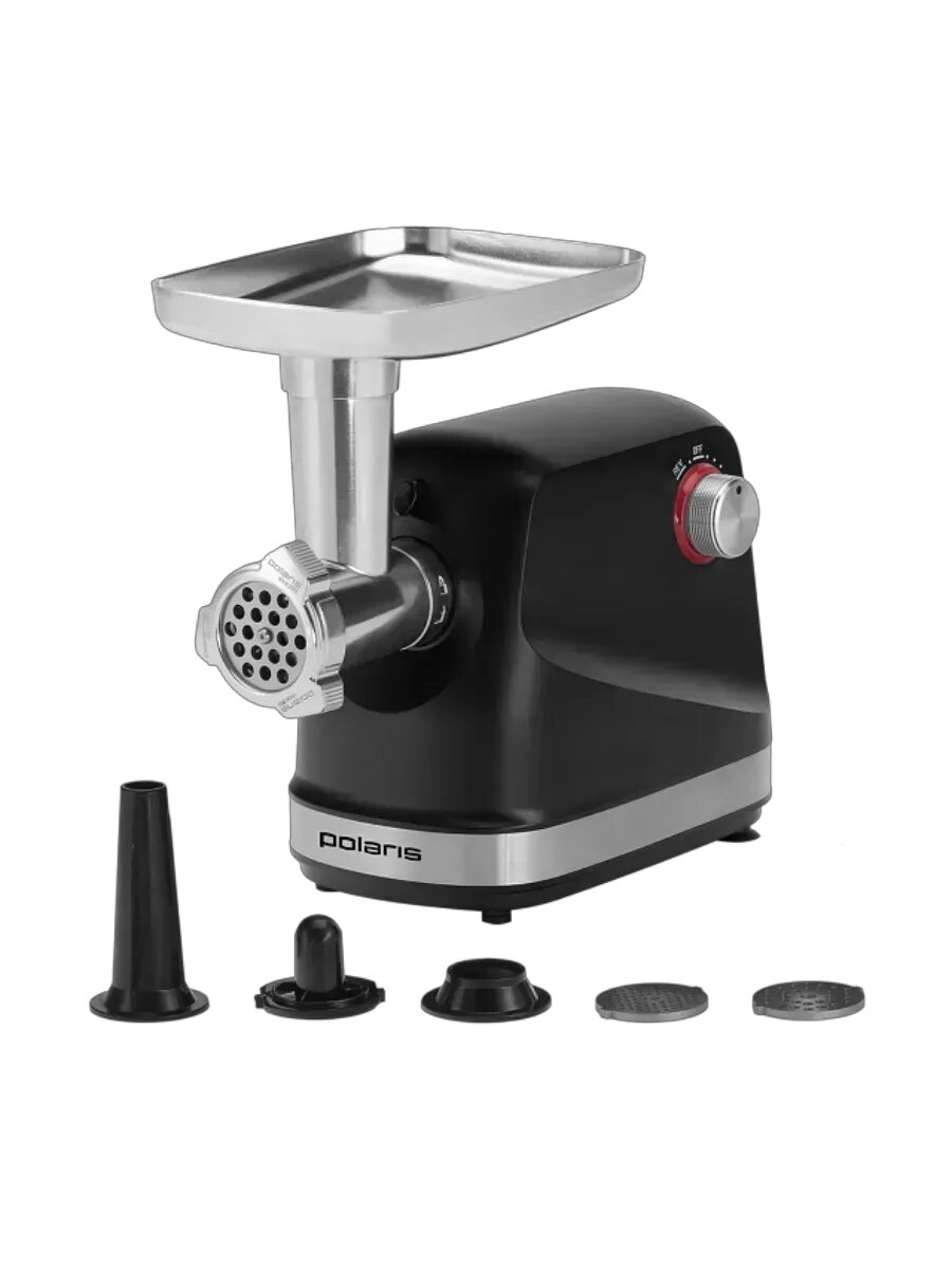 Мясорубка Polaris PMG 2582, пластик/металл, защита от перегрузки, насадка для колбас и кеббе