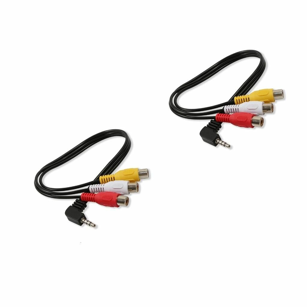 Гибкий кабель 3.5 мм на 3RCA с угловым 1/8 дюйма TRRS Male для ограниченного пространства 25 см/9.84 дюйма, 2pc