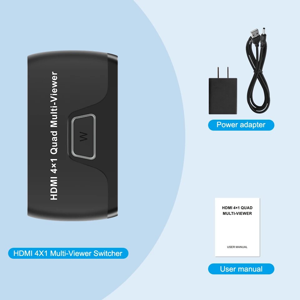 Wiistar HDMI 4x1 Quad Multi-Viewer с адаптером питания EU