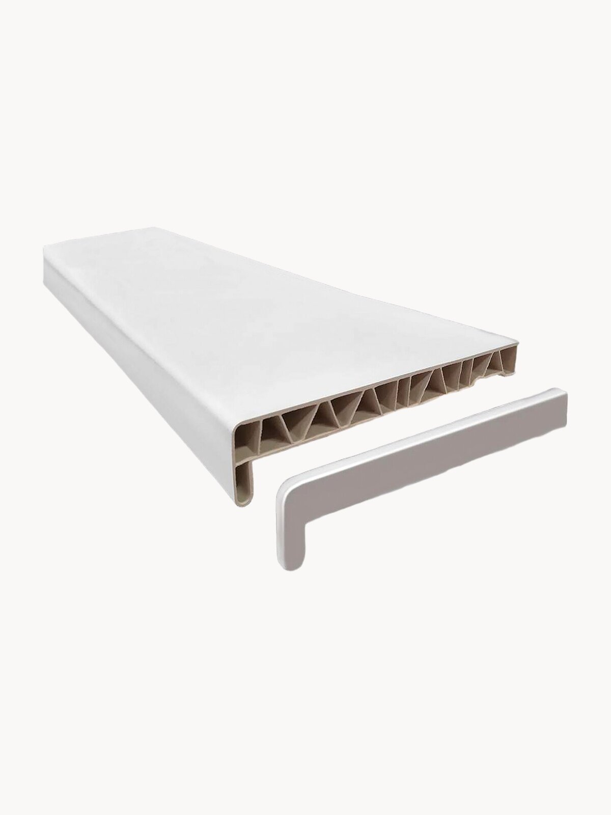 Подоконник 100х1500 мм белый , матовый , с заглушкой, ПВХ