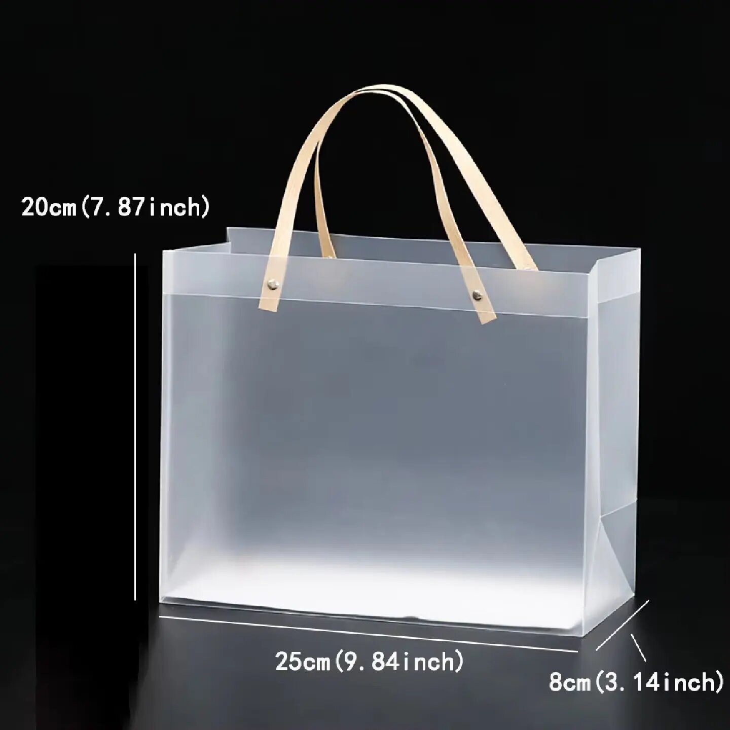 Прозрачные матовые пластиковые сумки из ПВХ, набор из 10 штук 25x20x8cm