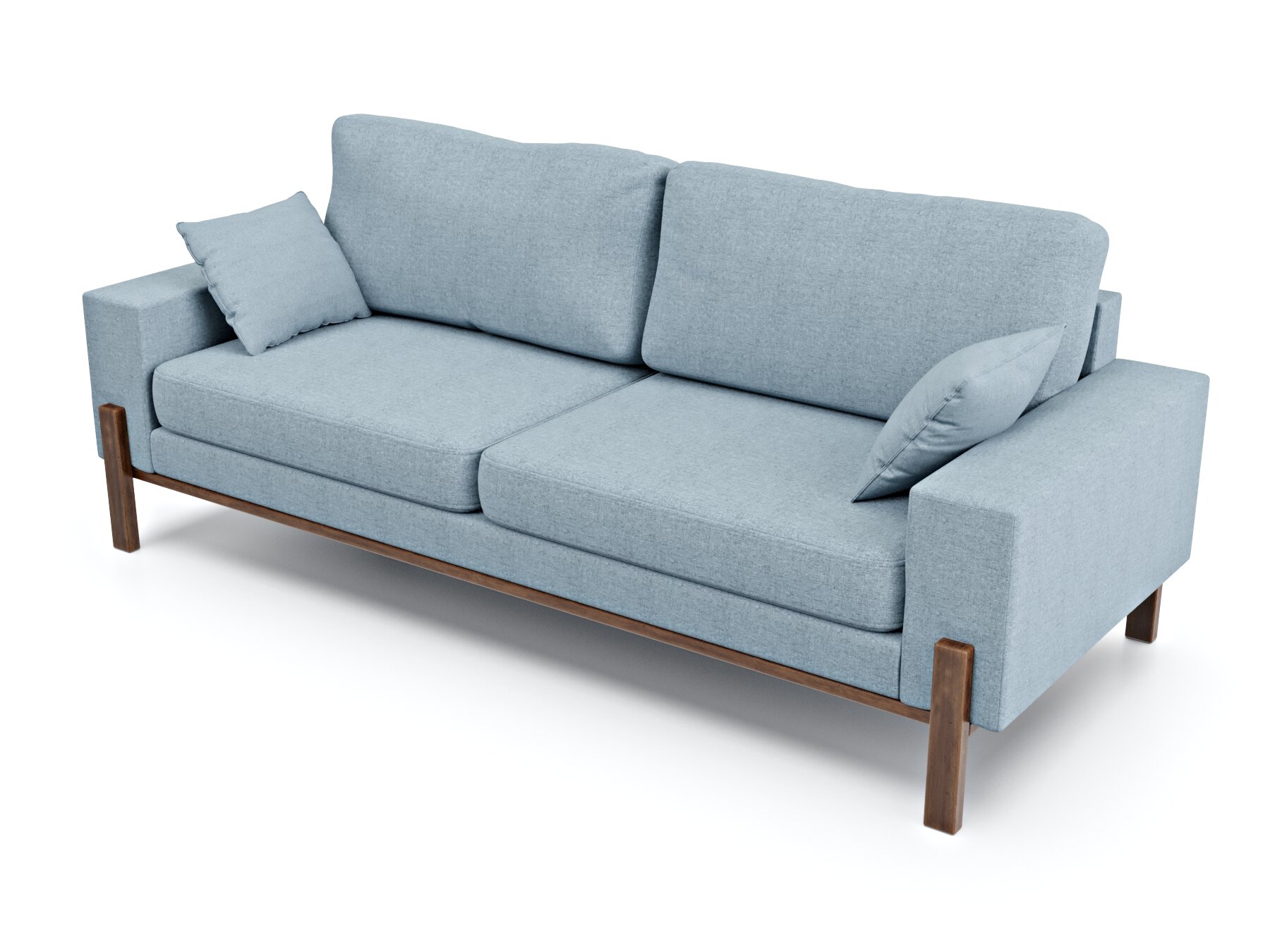 Прямой диван Arsko Хангель синий, рогожка, офисный, в гостиную, на кухню, на ножках, скандинавский лофт