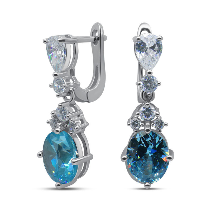 Серьги, серебро, 925 проба, фианит