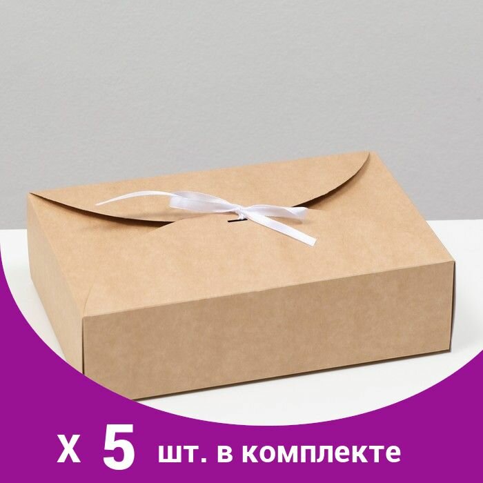 Коробка складная крафт, 22 х 15 х 6 см (5 шт)
