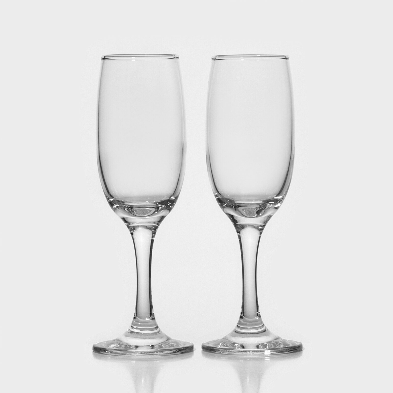 Бокалы для шампанского Paşabahçe Bistro, 190 мл, размер одного бокала 6.5×19 см, 2 шт, стекло, прозрачные