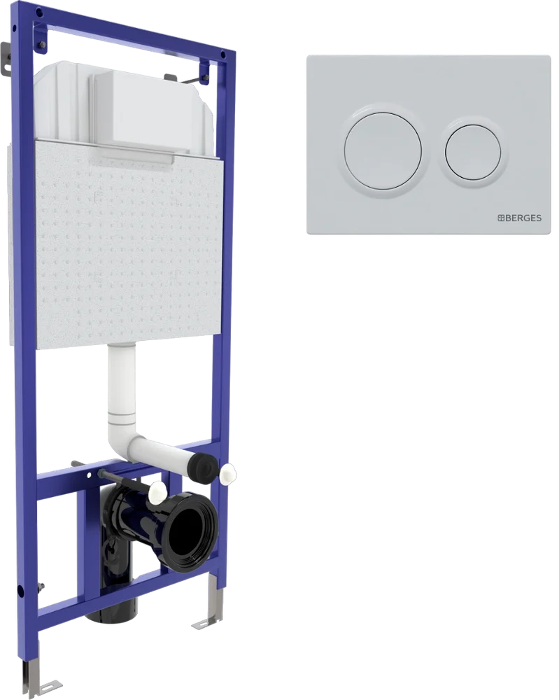 Система инсталляции для унитазов Berges Novum O4 с кнопкой смыва, белая /040264
