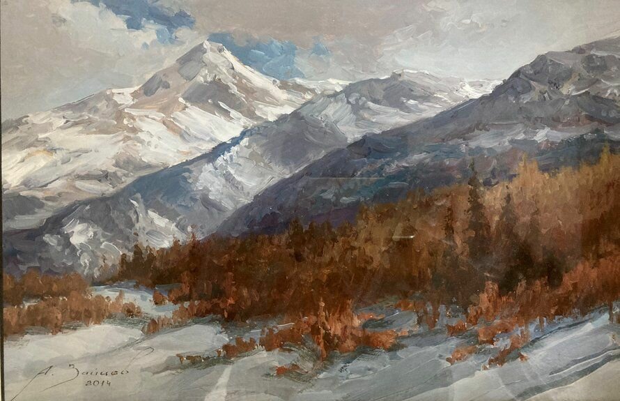 ART-Salon at Oktyabrskaya картина "Альпийская зима", 23х35 см, картон, масло, авторская работа