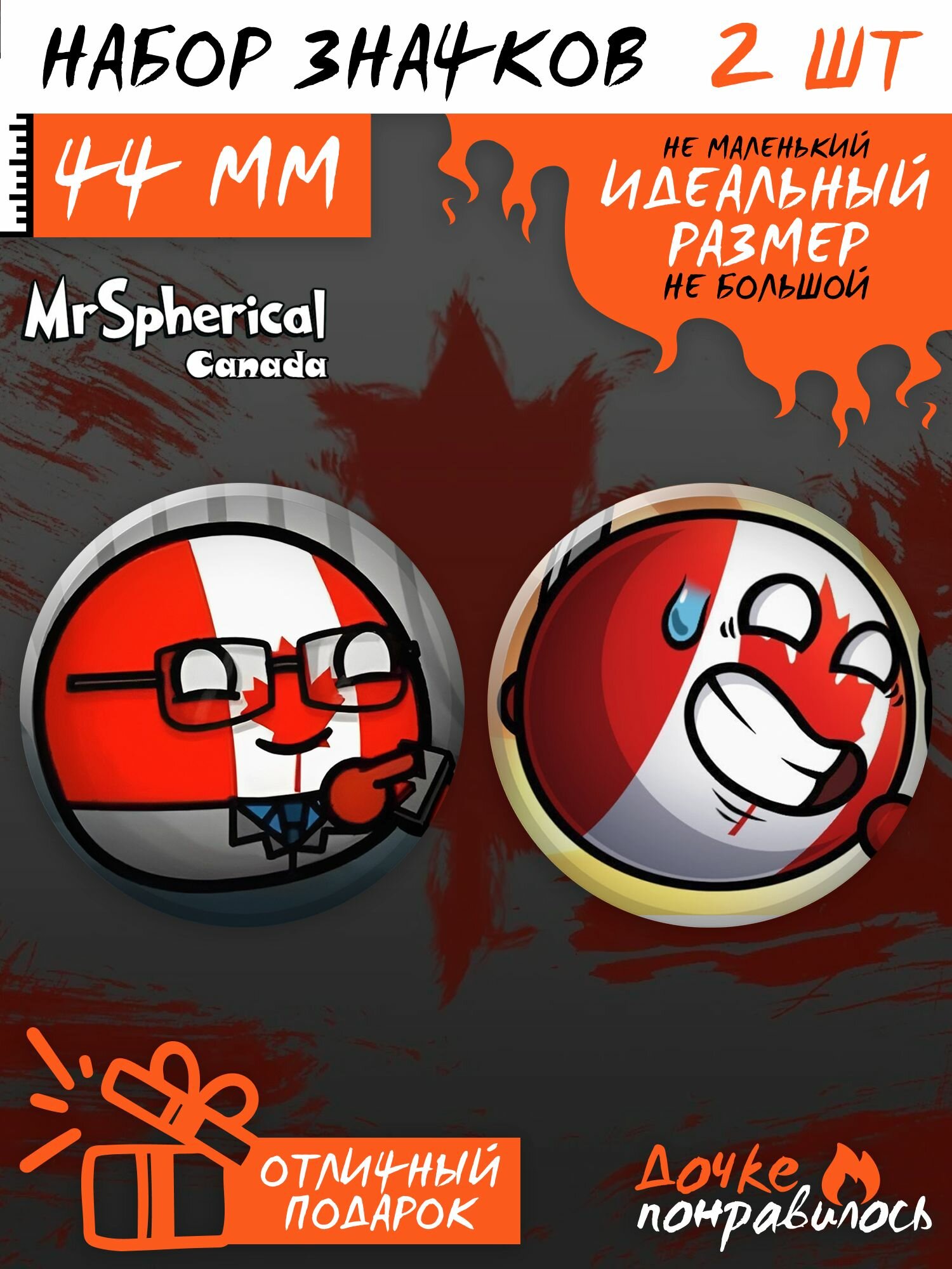Значки на рюкзак Канада Мистер сферический