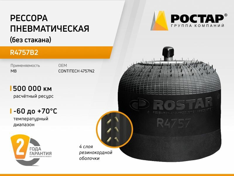 Рессора пневматическая (без стакана) R4757B2 (4757N2)