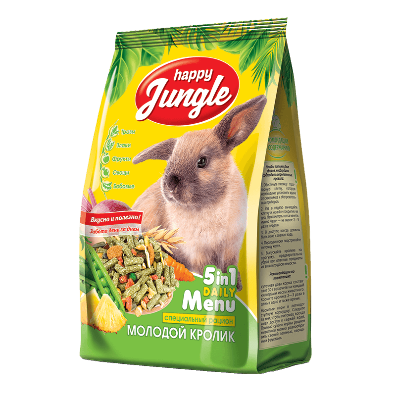 Корм Happy jungle для молодых кроликов, 400 гр