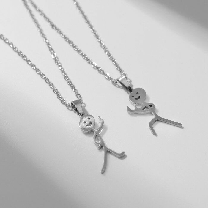 Кулоны «Неразлучники» несогласие, цвет серебро, 49,5 см, 10240279