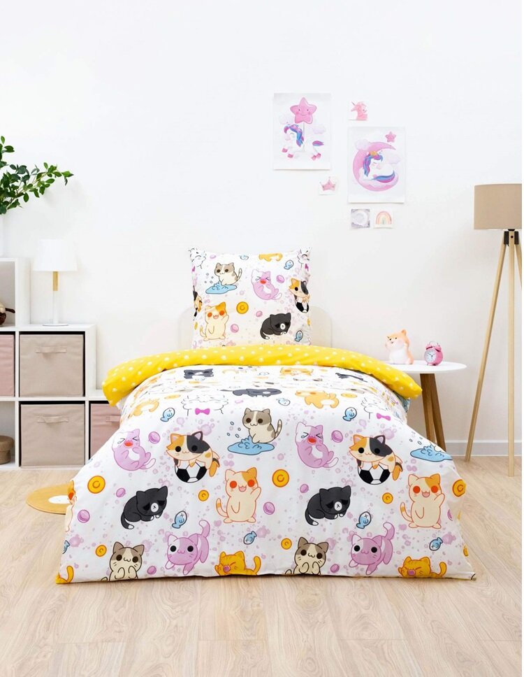 КПБ Василёк поплин Тинейджер 71074/1 Только для котиков размер 1,5 спальный для детей и подростков