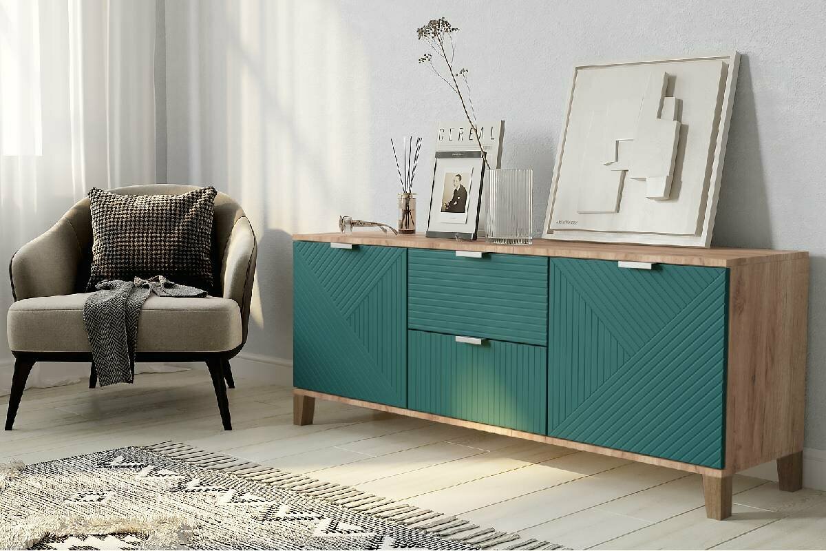 Комод Марвин Йорк 1 Аквамарин для документов для книг для обуви для одежды для посуды двухдверный 150*60*40