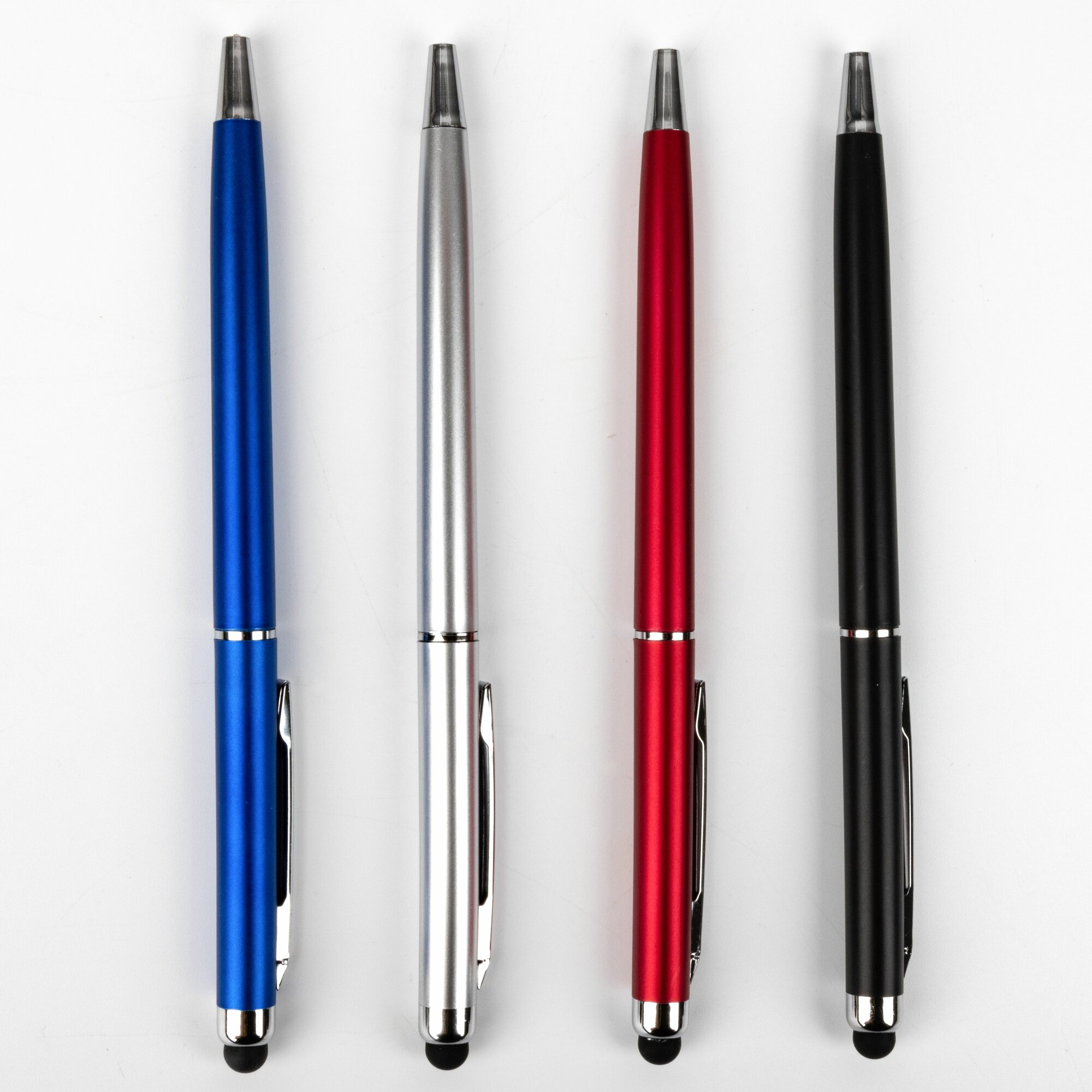 Набор шариковых ручек, поворотный механизм, цвет черный красный серебристый синий, 4 шт.