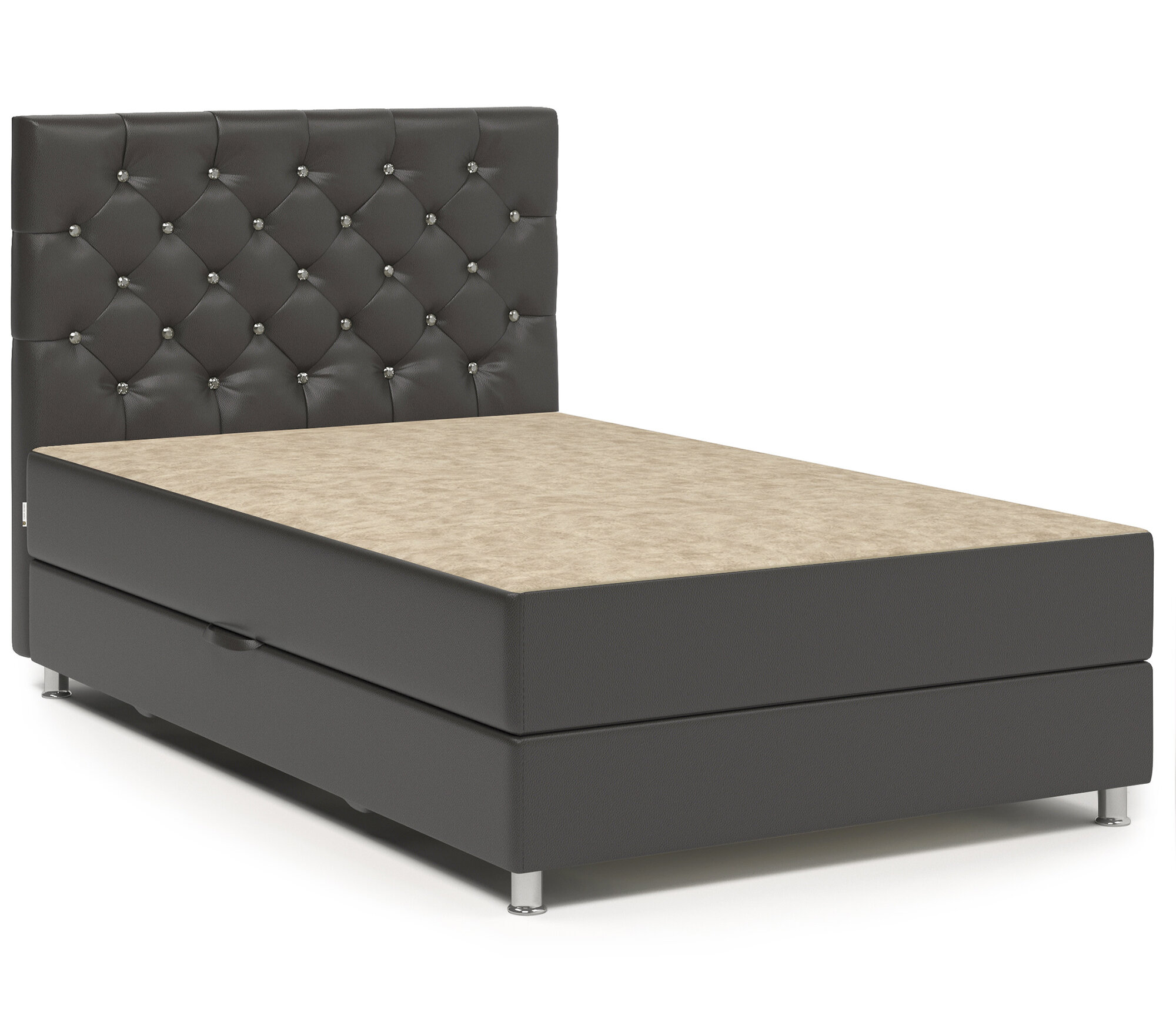 Кровать тахта Шармэль Люкс 90х198 см, замша беж и экокожа шоколад