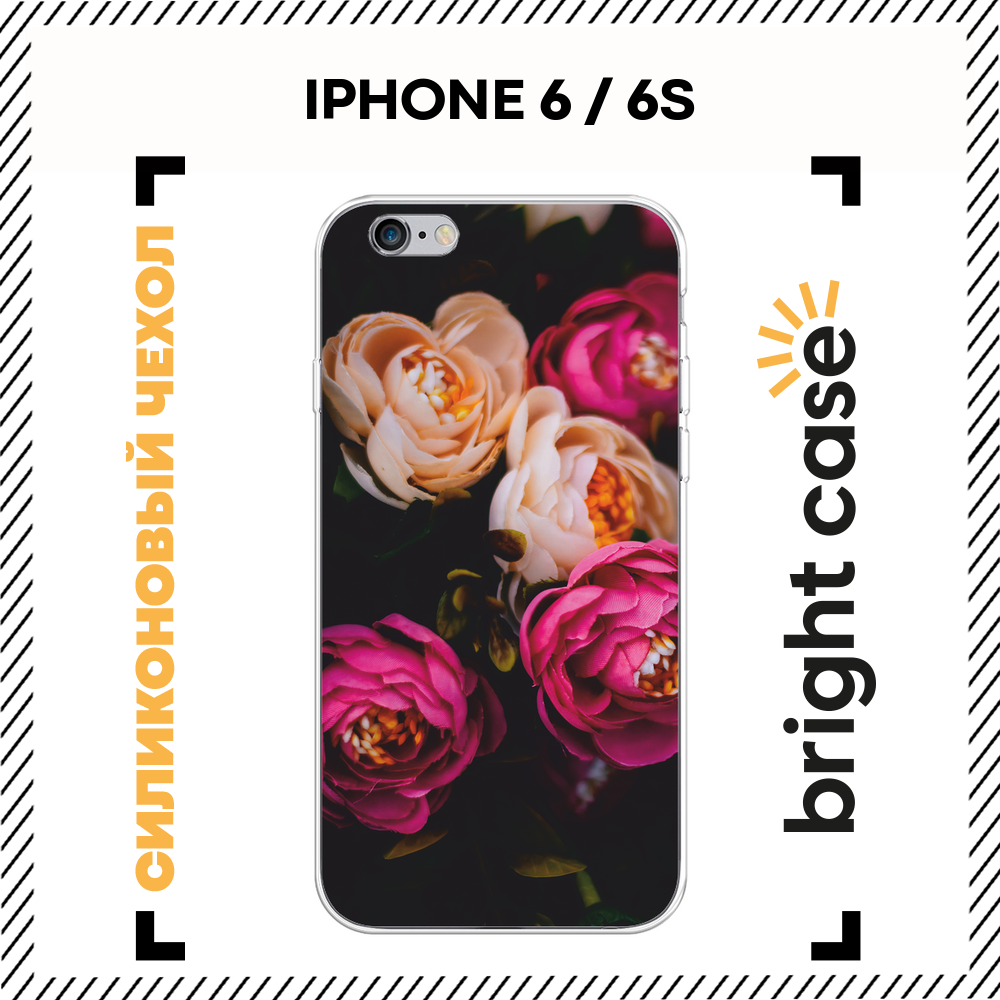 Чехол на Apple iPhone 6/6S / Айфон 6/6S с принтом Бордовые пионы