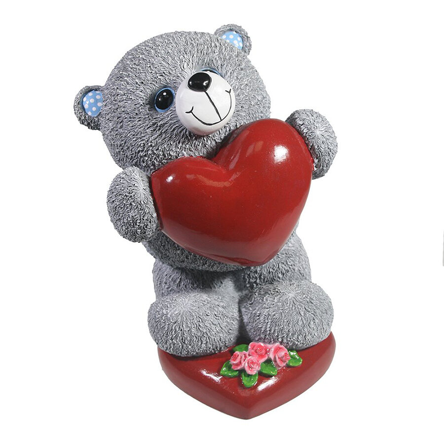 Копилка Мишка с сердечком цв. серый, 15*15*23 см KSMR-713293/SK022