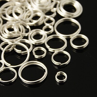 Соединительное колечко, 4-10мм, двойное, базовый материал - железо, серебристого цвета, 20 грамм