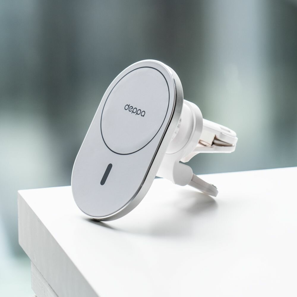 Держатель для телефона Deppa Mage Safe Flat, магнитный, для автомобиля, белый, 55204