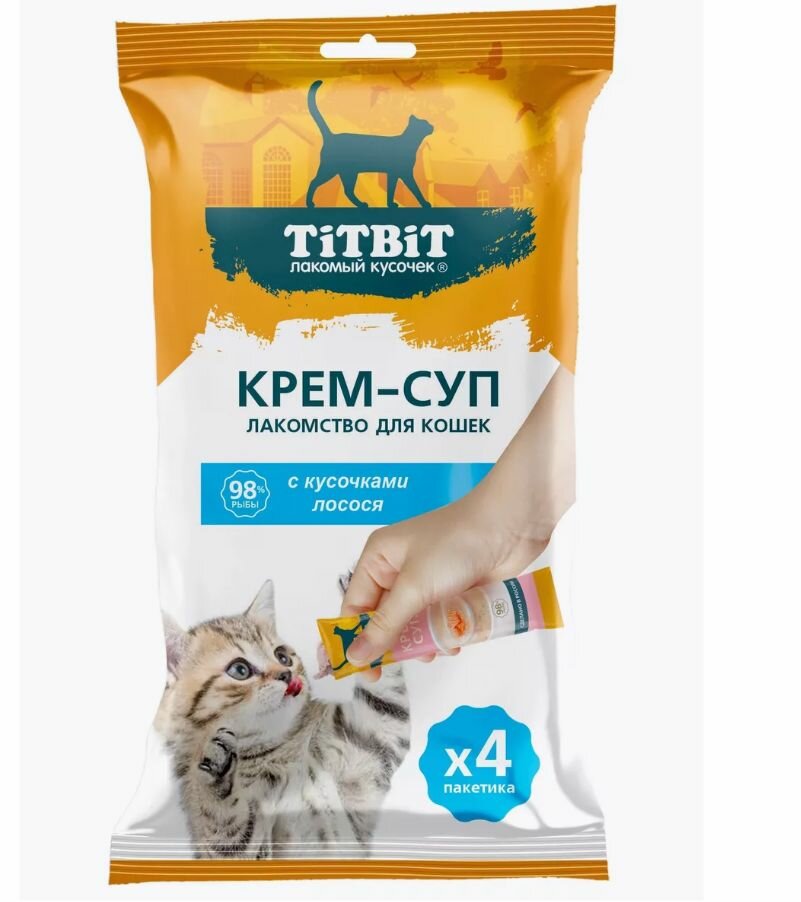Titbit Лакомство крем-суп с кусочками Лосося, 40 г