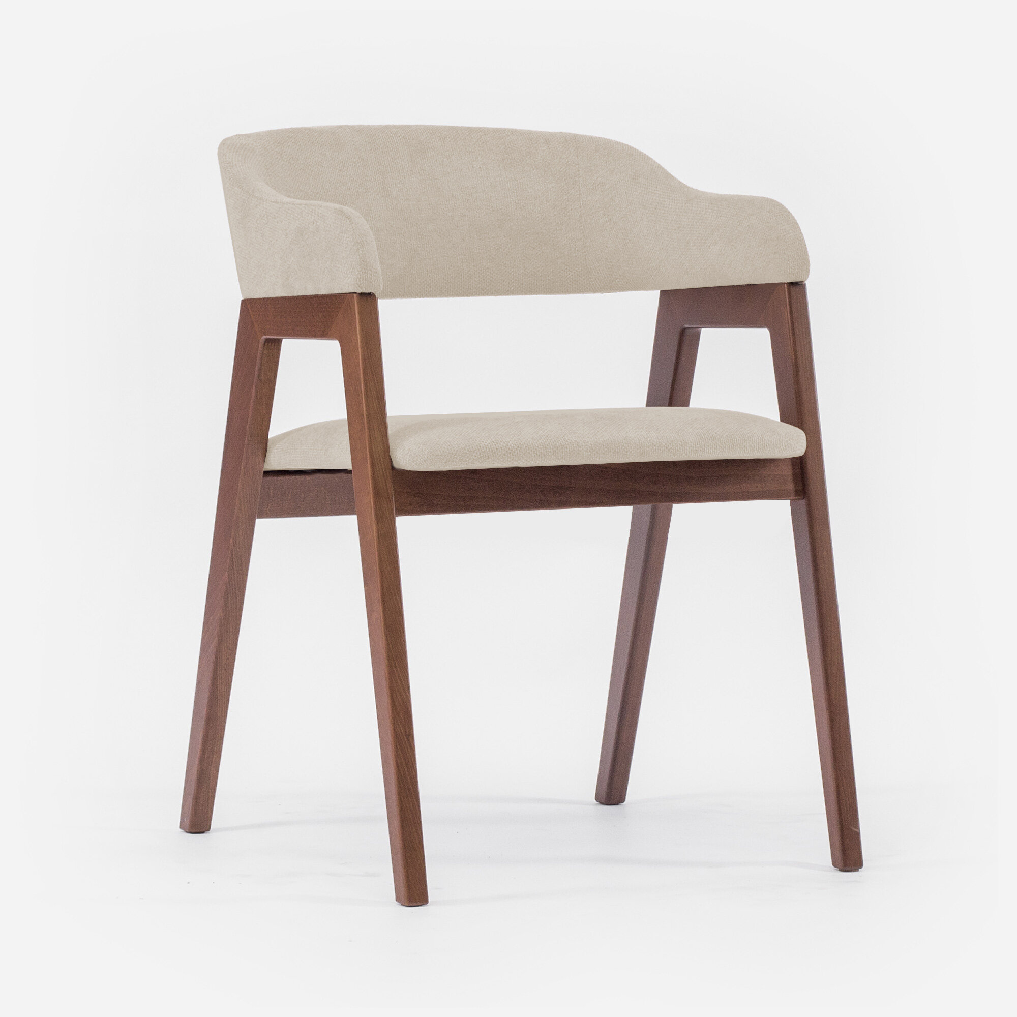 Стул Челси кремовая ткань массив бука (орех) для дома/для гостиной/для столовой/для кафе/кухонный стул/стул кухонный