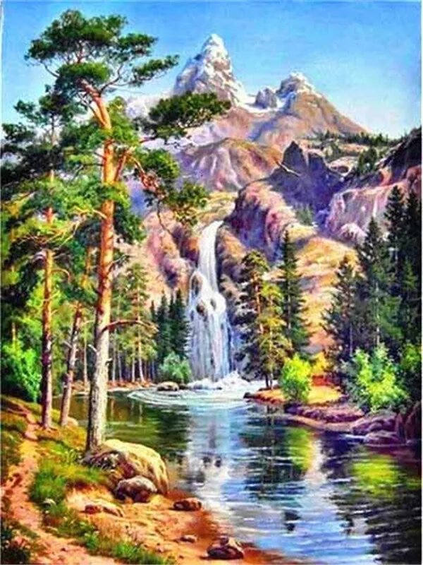 AZQSD водопад алмазная мозаика полная природа пейзаж картина стразы алмазные вышивка крестиком набор горы алмазные картины набор озеро творчества подарок на новый год