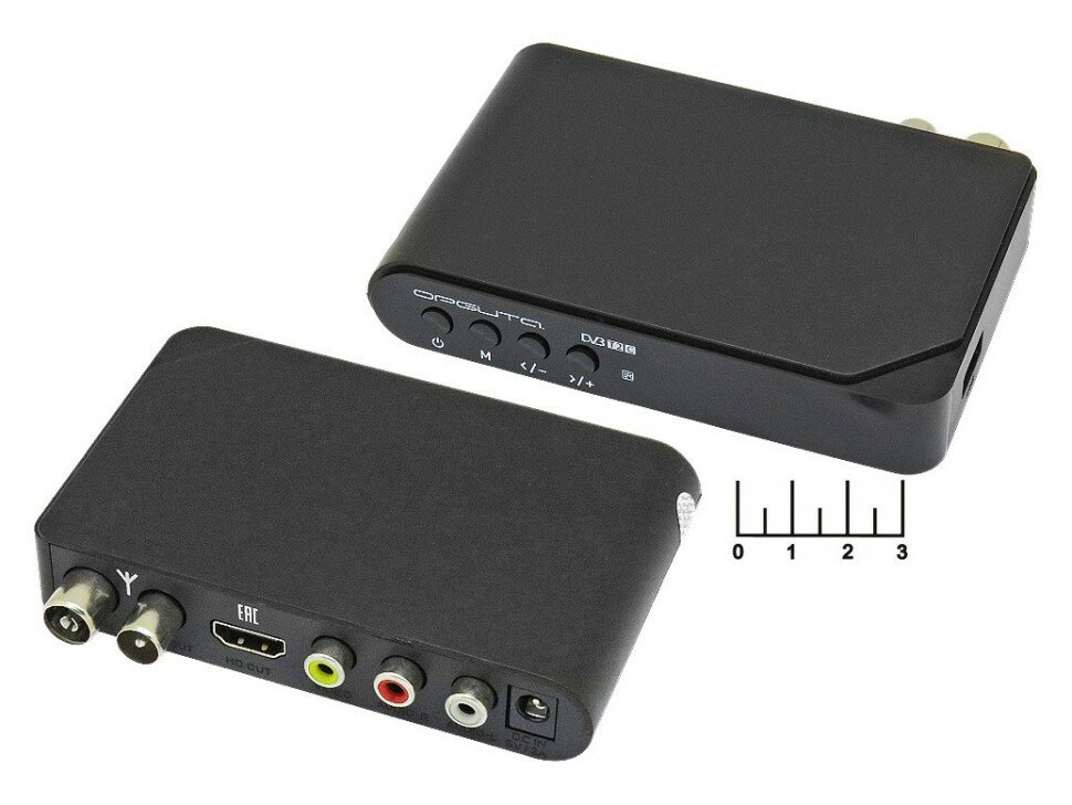 Ресивер цифровой телевизионный DVB-T2C Орбита OT-DVB15 + медиаплеер (шнур 3RCA-3RCA)
