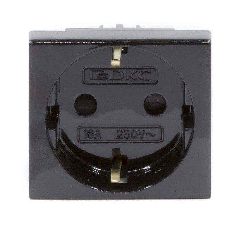 Розетка силовая 2Р+Е со шторками Viva 2 модуля черный DKC (45205), цена за 1 шт