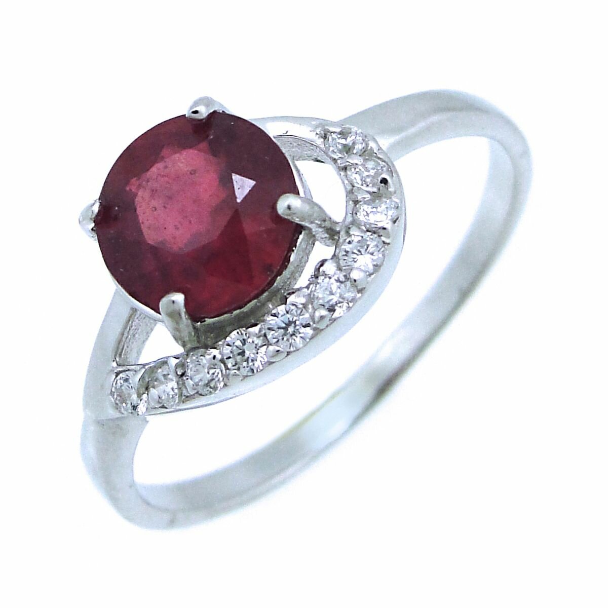 Кольцо тонкое, серебро, 925 проба, родирование, рубин