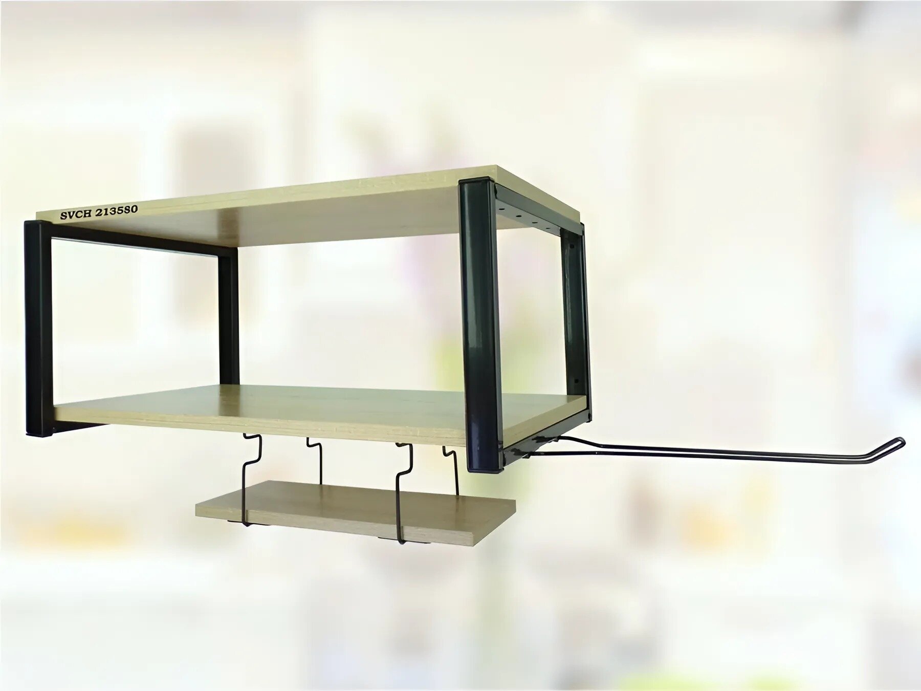 Полка для микроволновки GARROSS "SIBERIA 213580", с держателем полотенца и подвесной полкой, 2 полки 30х60 см, выс 27 см